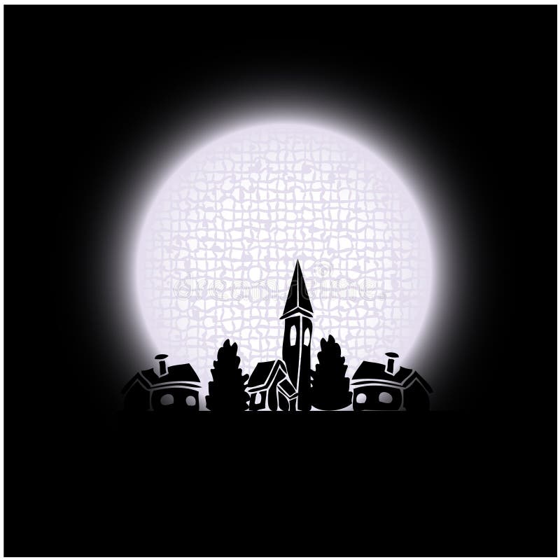 Moon above town stock vector. Illustration of magic, wallpaper - 11331356