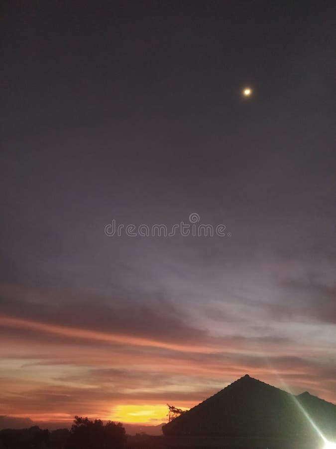 The Moon is Already Visible Even Though it& X27;s Not so Dark Stock ...