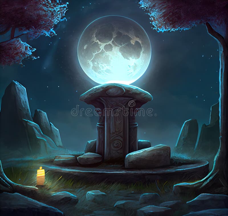 Moon Altar - Generative AI stock illustration. Illustration of ...
