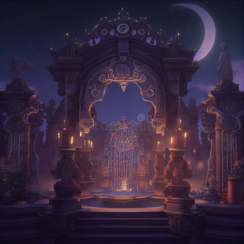 Moon Altar - Generative AI stock illustration. Illustration of ...