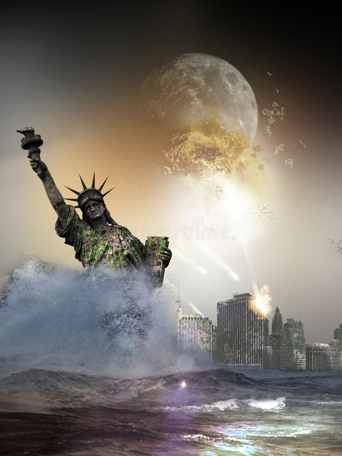 Destructed Moon apocalypse stock illustration. Illustration of dead ...