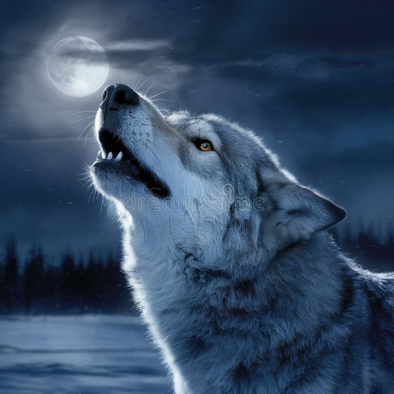 Moon Arctic Wolf stock illustration. Illustration of wild - 324770044