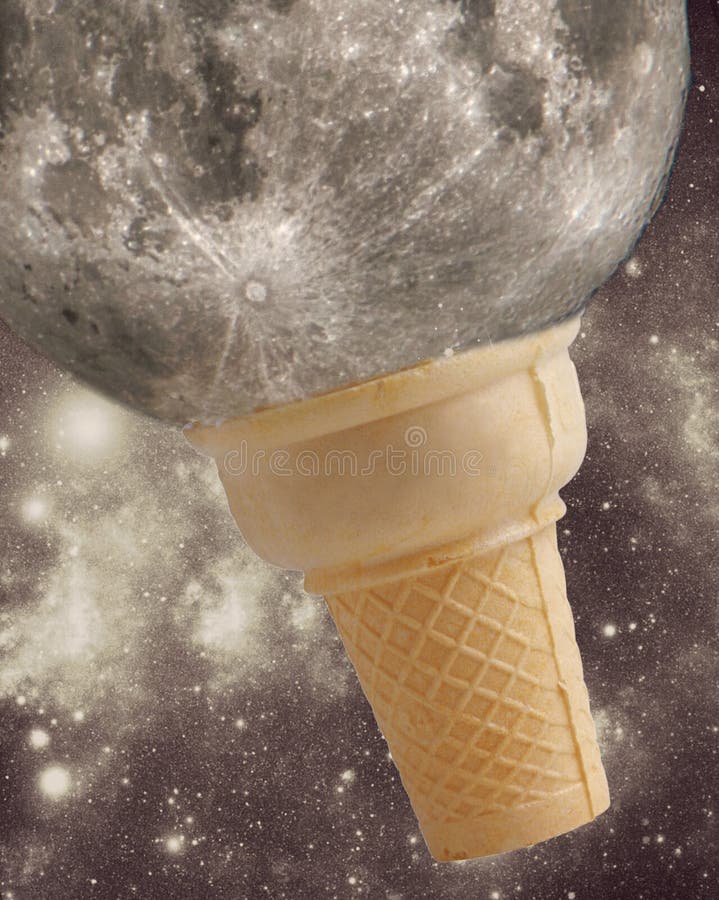 The Moon As an Ice Cream Cone in the Galaxy Stock Image - Image of cone ...
