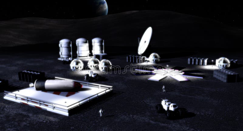 Moon base stock illustration. Illustration of future - 13048121