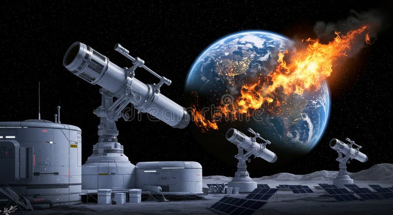 Moon Base Telescopes Watching Earth Burning Apocalypse Space ...