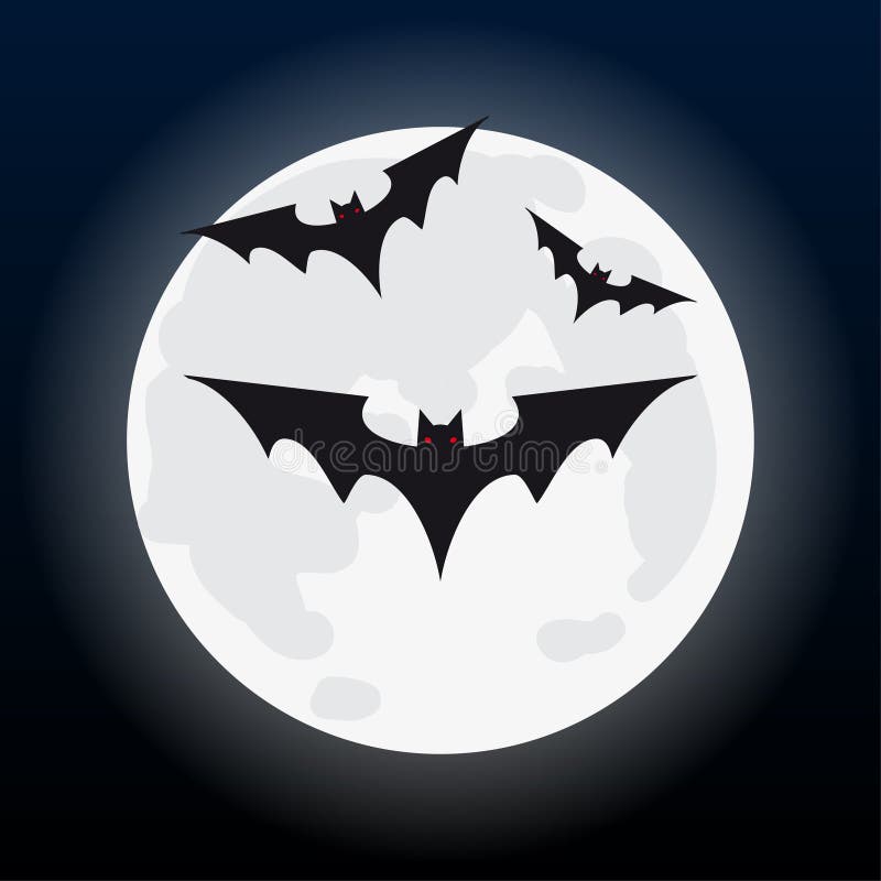 Moon and bat Halloween stock illustration. Illustration of flier - 90361105