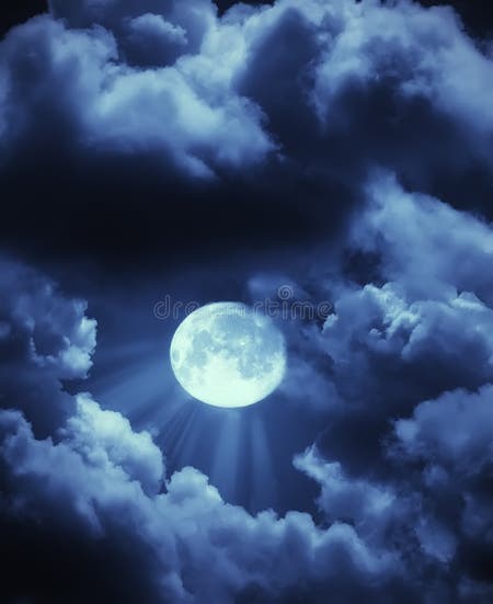 Moon beams and clouds stock image. Image of color, moonlight - 13864431
