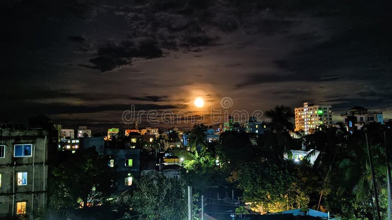 Moon Beauty Nightscape View at Brahmanbaria Bangladesh. Stock Photo ...