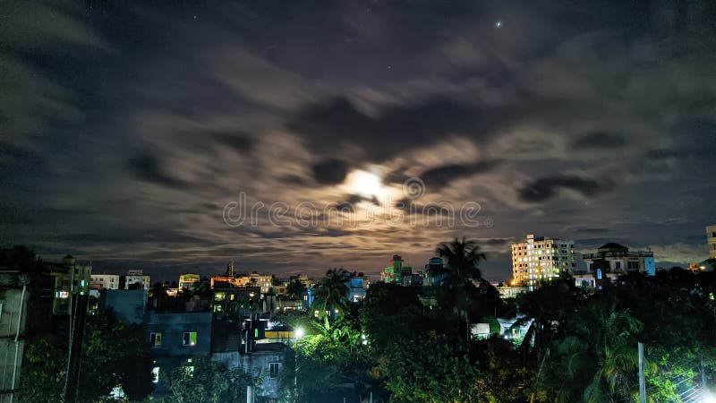 Moon Beauty Nightscape View at Brahmanbaria Bangladesh Stock Photo ...