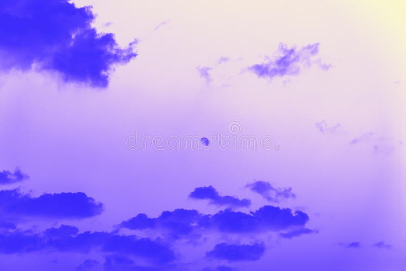 Moon Behind the Clouds, Violet Blue Toned Stock Photo - Image of ...