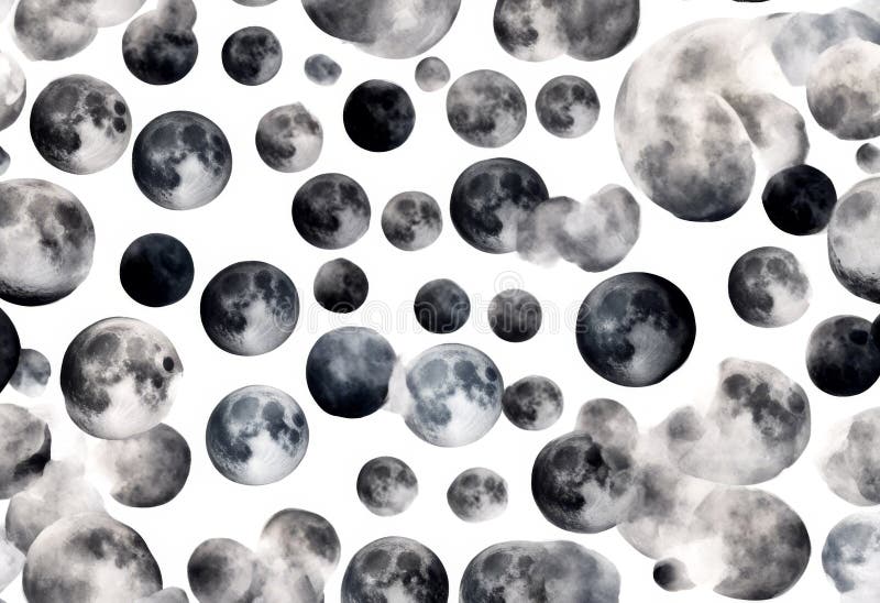 Moon Beige Sky Olated Space White Watercolor Set Sphere Image Phases ...