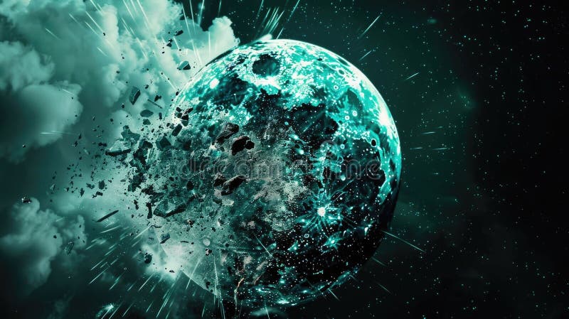 The Moon is Being Destroyed by a Giant Explosion Stock Photo - Image of ...
