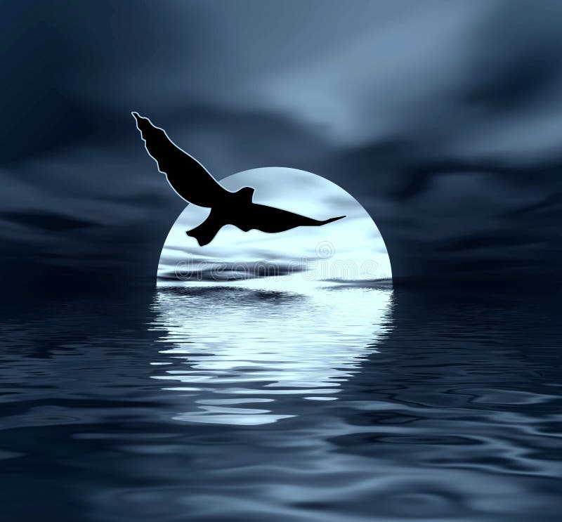 Moon over water stock illustration. Illustration of beacon - 8508983