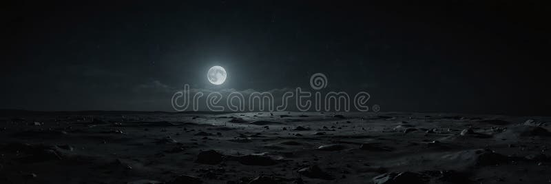 Moon on Black Empty Space Universe Void Panoramic Wide Angle Ai ...