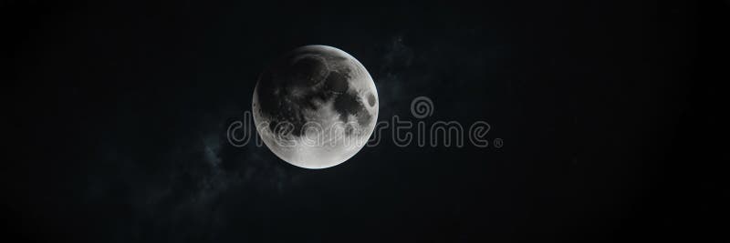 Moon on Black Empty Space Universe Void Panoramic Wide Angle Ai ...
