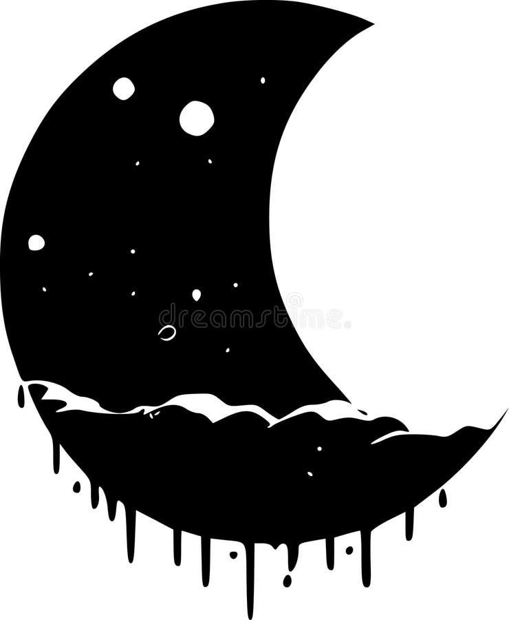 Moon - Black and White Vector Illustration Stock Vector - Illustration ...