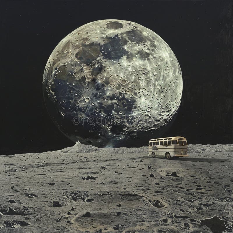 Moon-bound White Bus, a Lunar Exploration Vehicle Stock Photo - Image ...