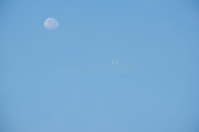 Moon in the Bright Blue Sky with Negative Space Stock Image - Image of ...