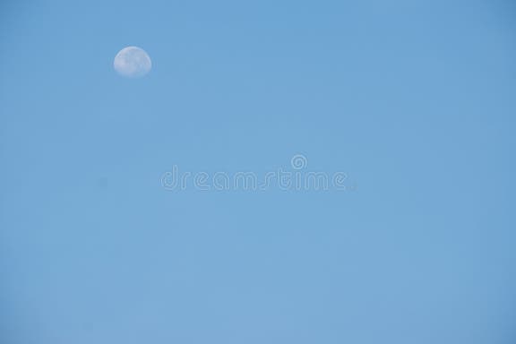 Moon in the Bright Blue Sky with Negative Space Stock Image - Image of ...