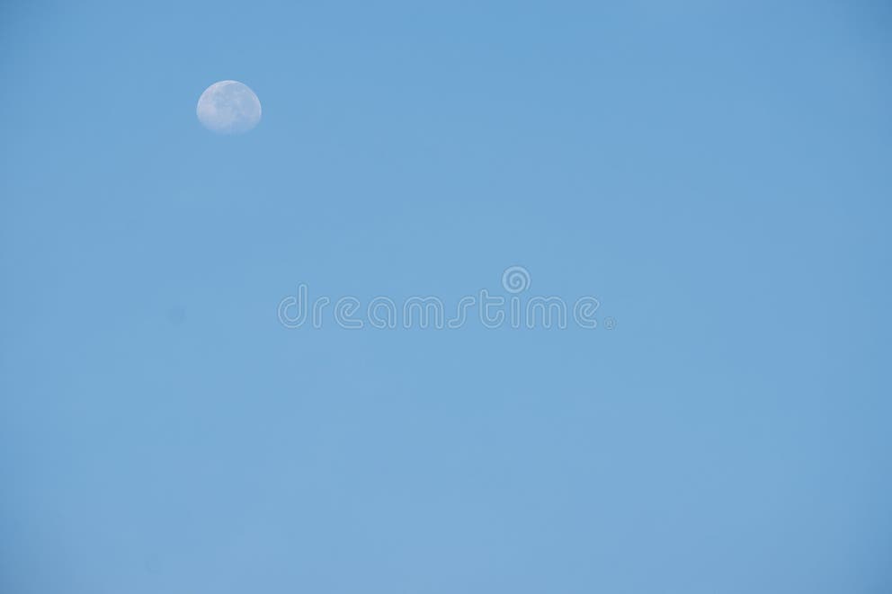 Moon in the Bright Blue Sky with Negative Space Stock Image - Image of ...