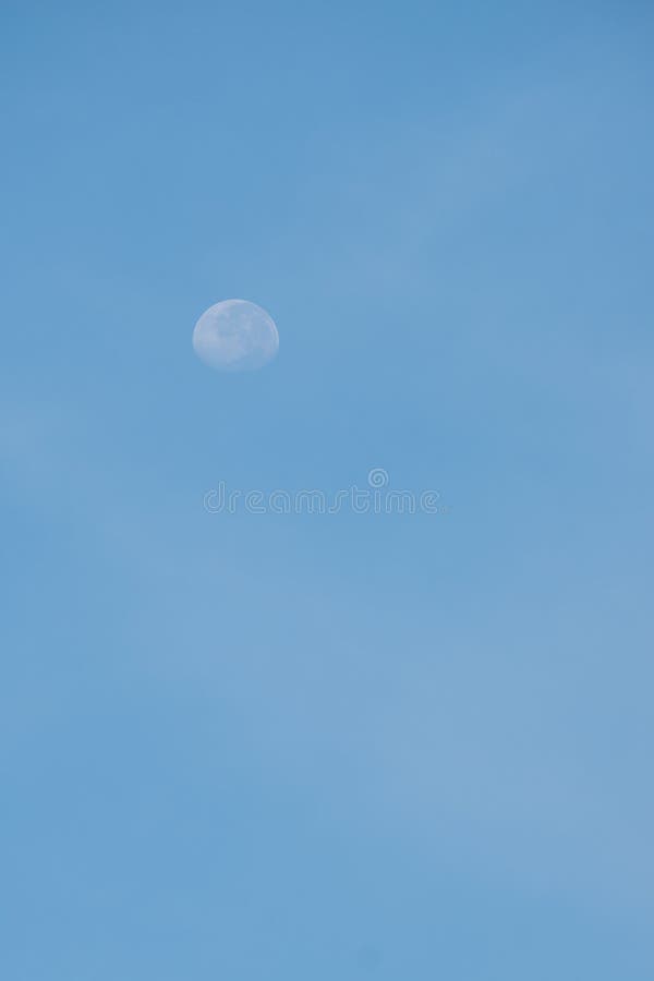 Moon in the Bright Blue Sky with Negative Space Stock Image - Image of ...