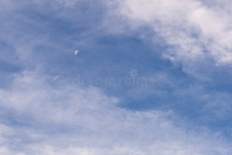 The moon in broad daylight stock image. Image of astronomical - 201259233