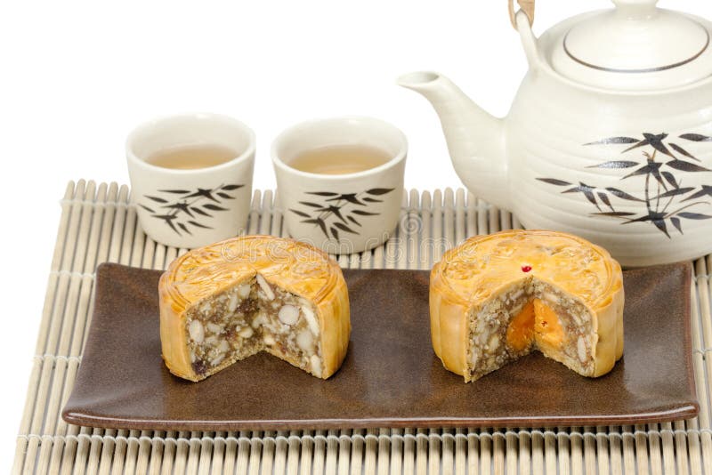 Moon Cake with Nuts and Yolk Inside Stock Photo - Image of healthy ...
