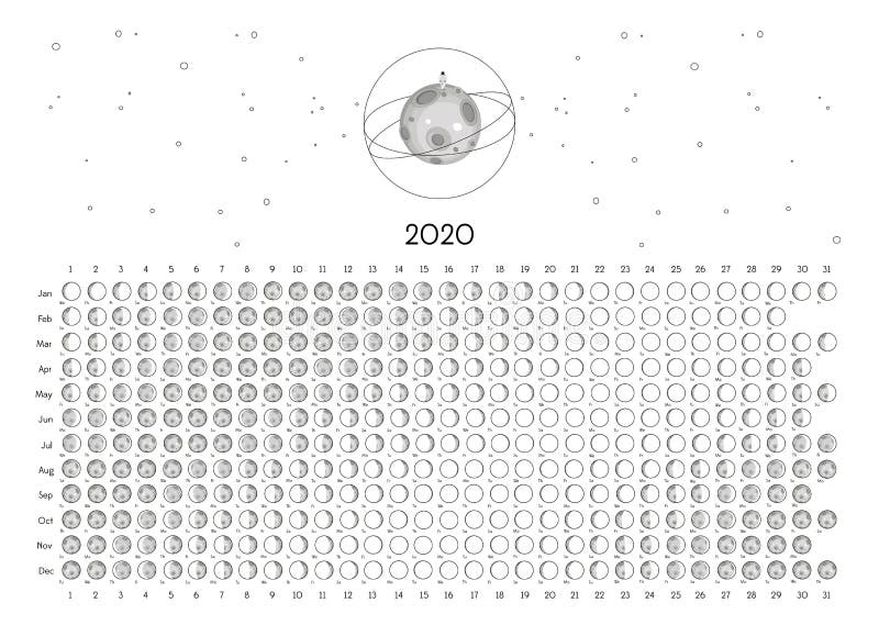 Moon Calendar 2020 Southern Hemisphere White Stock Illustration ...