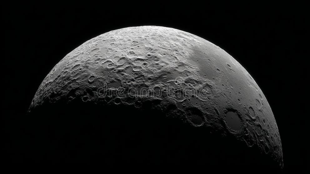 The Moon is Captured in a Black-and-white Image from a Ground-level ...