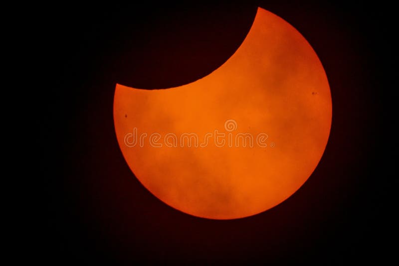 Moon Captured during Solar Eclipse at Night Stock Photo - Image of full ...