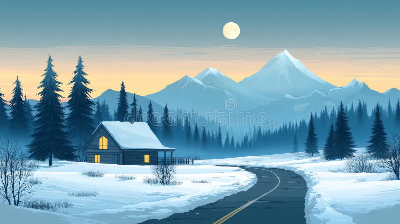 The Moon Casts Its Light upon a Scenic Landscape Complete with a ...