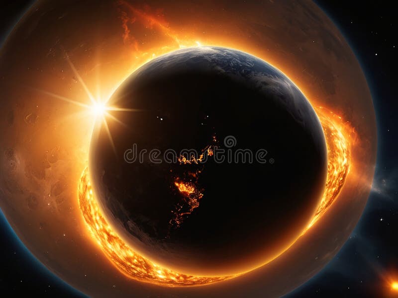 The Moon, Centered, Casts a Dark Umbra on Earth, Depicting the Path of ...