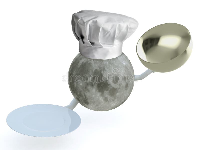 Moon chef with dish stock illustration. Illustration of chef - 44159017