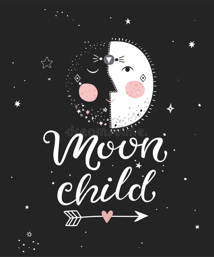 Moon Child stock illustration. Illustration of stars, backdrops - 7274923