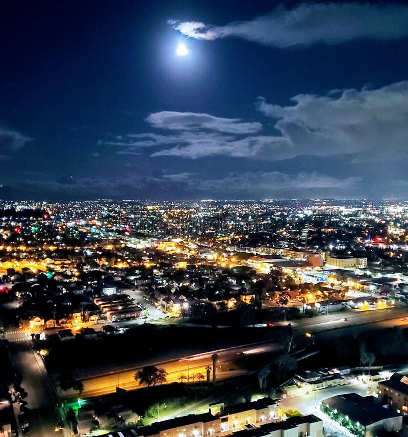 Moon City Night stock image. Image of city, night, landscape - 189536069