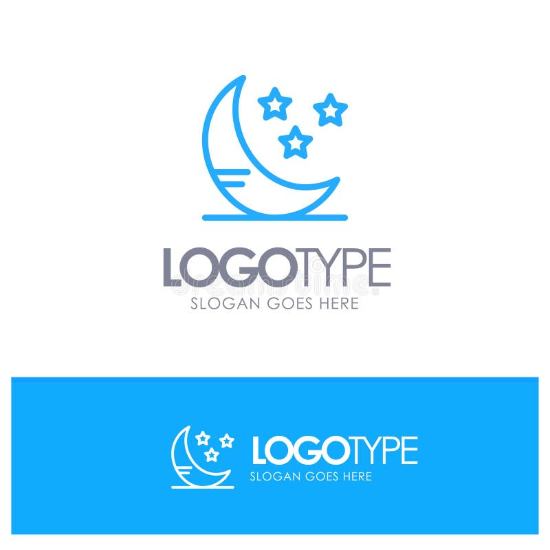 Moon, Cloud, Weather Blue Outline Logo Place for Tagline Stock Vector ...