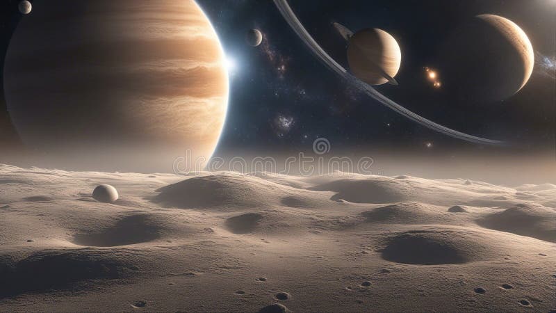 Moon and Clouds _A Celestial View of Planets and Galaxy in Deep Space ...
