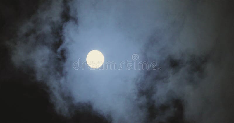 Moon and Clouds in the Night Sky. Clouds Float Against the Backdrop of ...