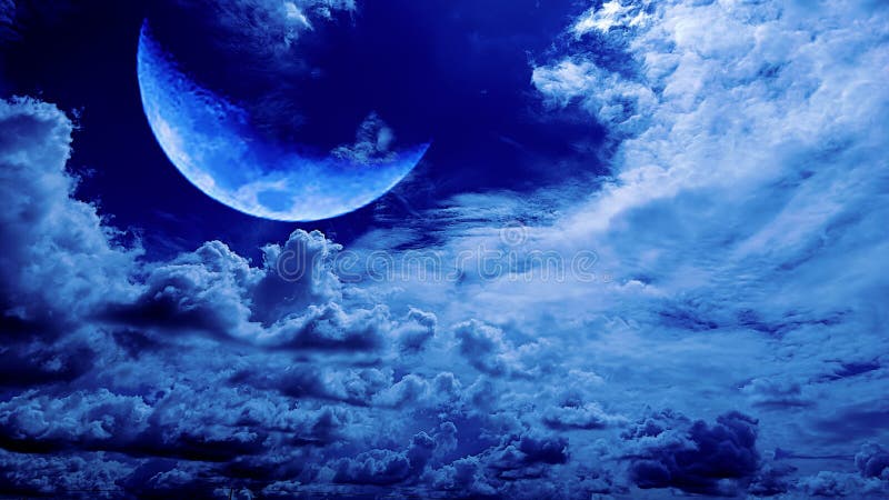 Moon and Clouds in the Sky. Stock Image - Image of earth, science ...