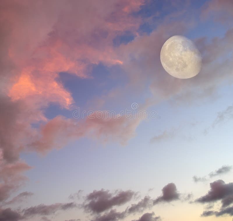 Moon Clouds Sky Nature Landscape Vertical Stock Photo - Image of blue ...
