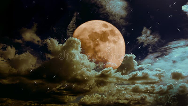 Moon and Clouds in the Sky. Stock Photo - Image of underwater, earth ...