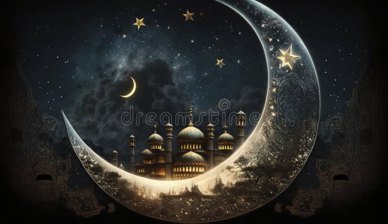 Moon and Clouds Moon and Stars Moon Stock Illustration - Illustration ...