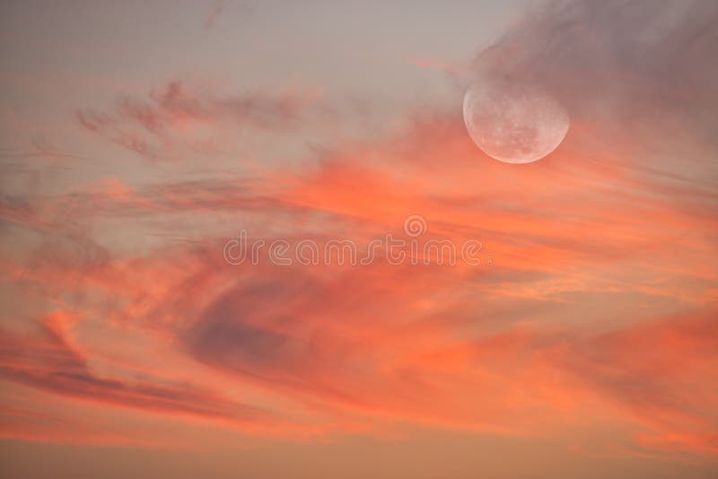 Moon Clouds Sunset stock photo. Image of bright, landscape - 188235380