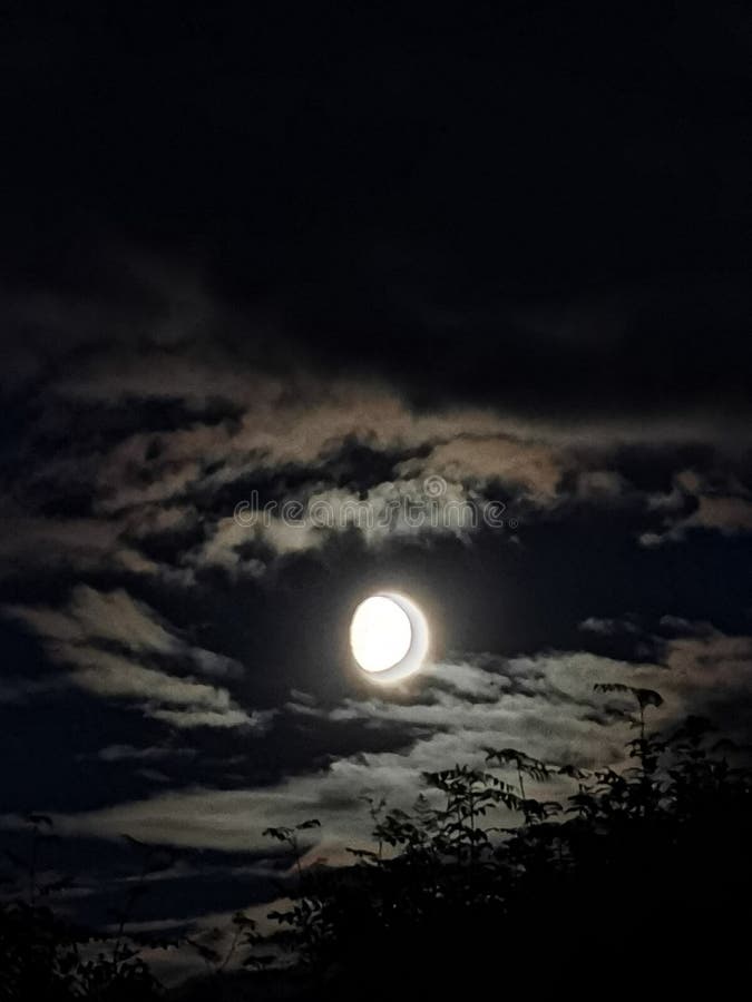 Moon, cloudy sky, night stock image. Image of circle - 194529151