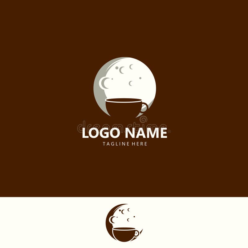 Moon Coffee Logo Design Vector Stock Vector - Illustration of night ...