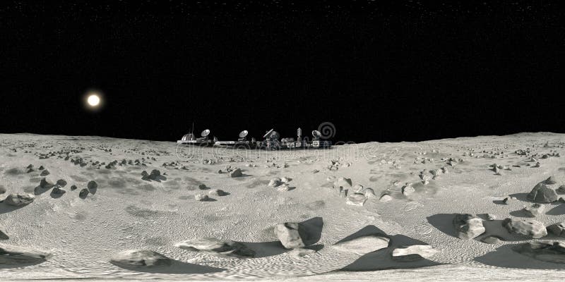 Moon Colony 360 Panorama stock photo. Image of panorama - 274889038