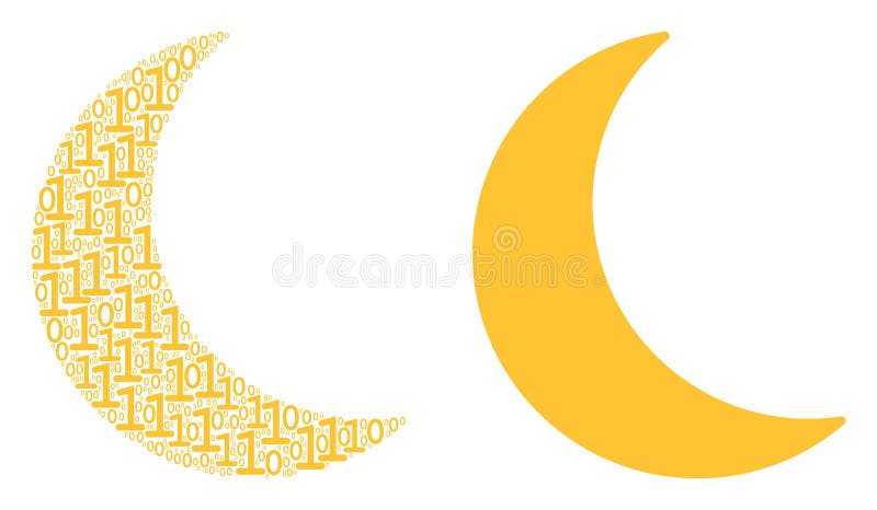 Moon Composition of Binary Digits Stock Vector - Illustration of symbol ...
