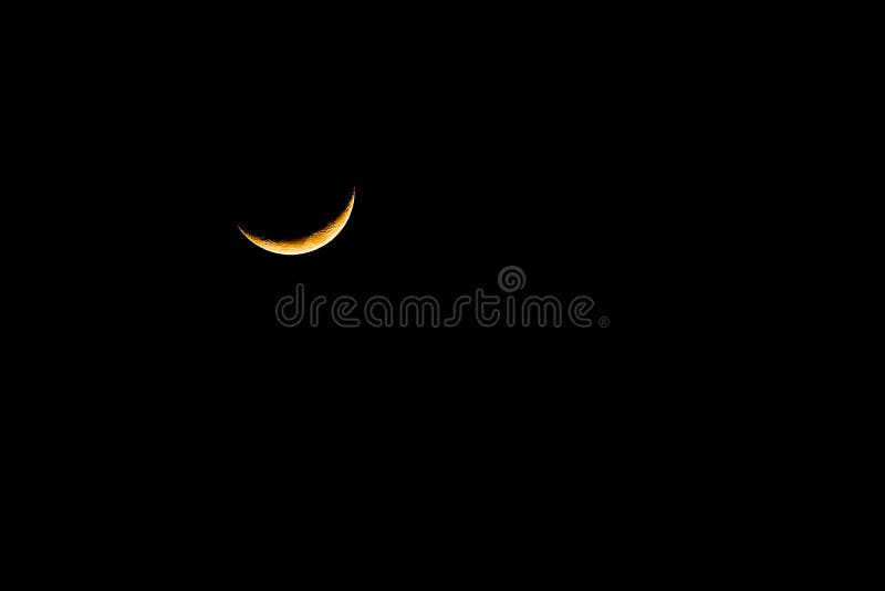 Crescent Moon in a Black Background Stock Image - Image of astronomy ...