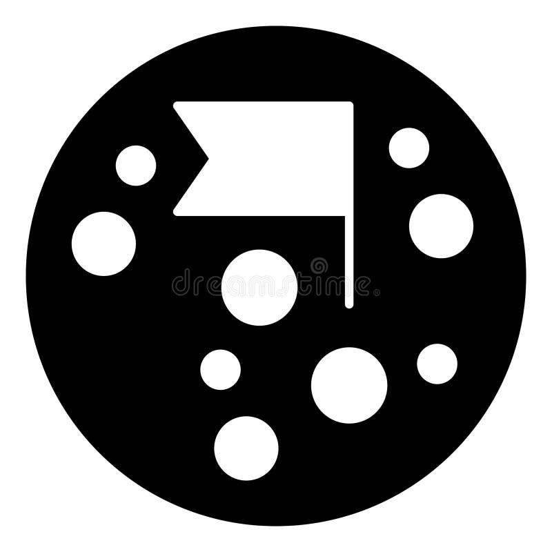 Moon with Craters and Flag Solid Icon, Cosmos Concept. Vector Graphics ...