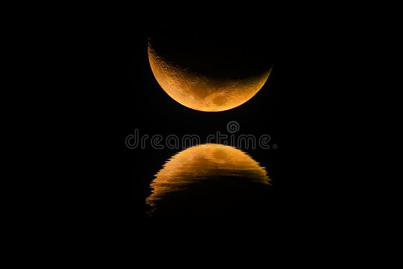 Moon crescent and shadows stock illustration. Illustration of earth ...